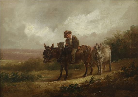 Charles Waller Shayer | Boy riding a donkey and leading another on a ...