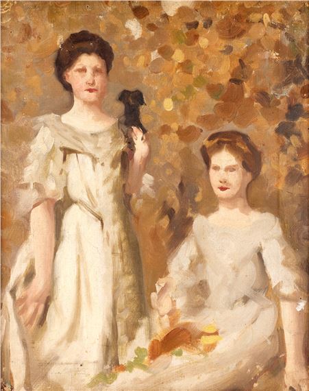 Thomas Cooper Gotch | Study for The Poulton Sisters Portrait | MutualArt