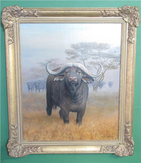 Elizabeth Halstead | ; Water Buffalo with herd in a landscape, (2000 ...