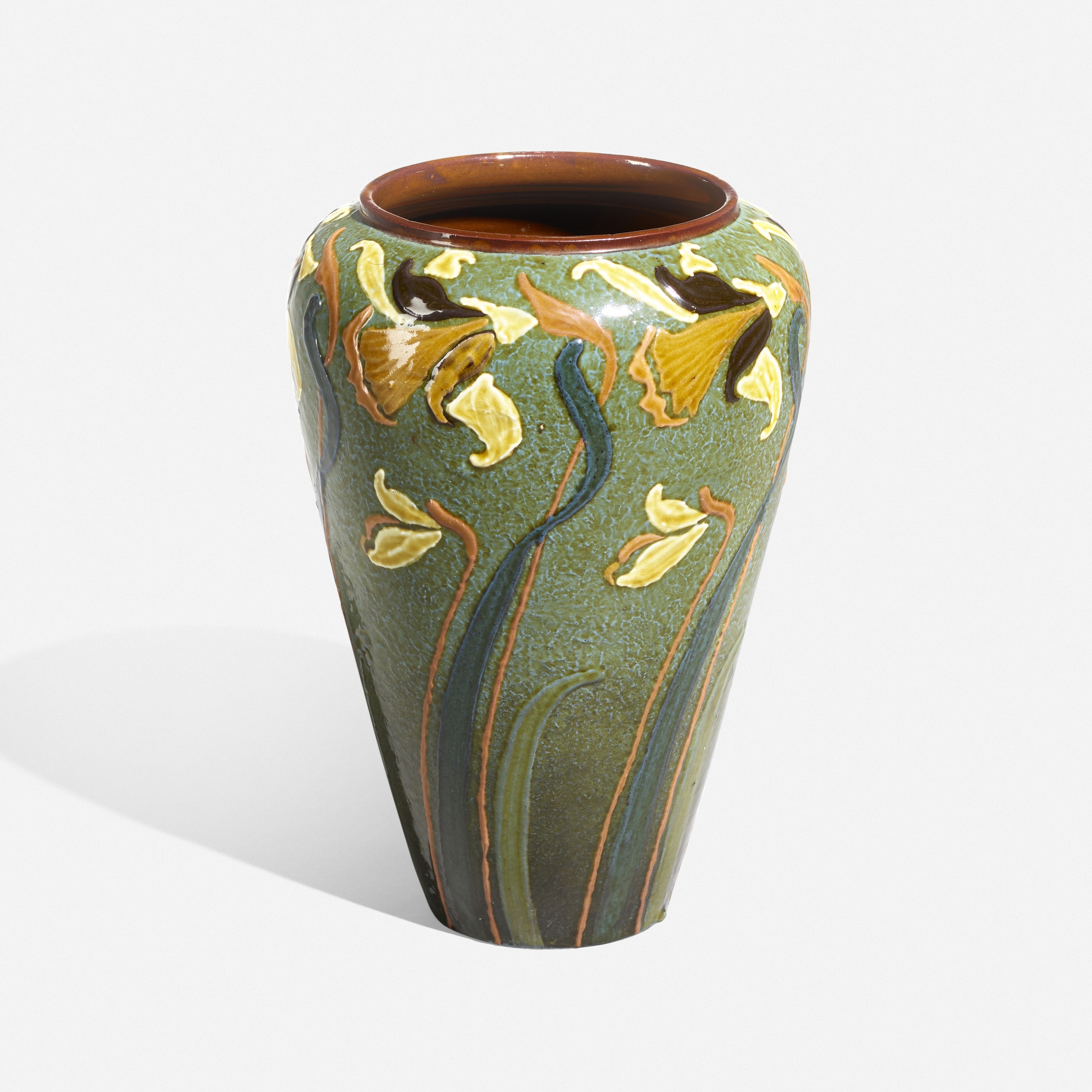 Frederick Hurten Rhead | Vase with Art Nouveau-style daffodils (Circa ...