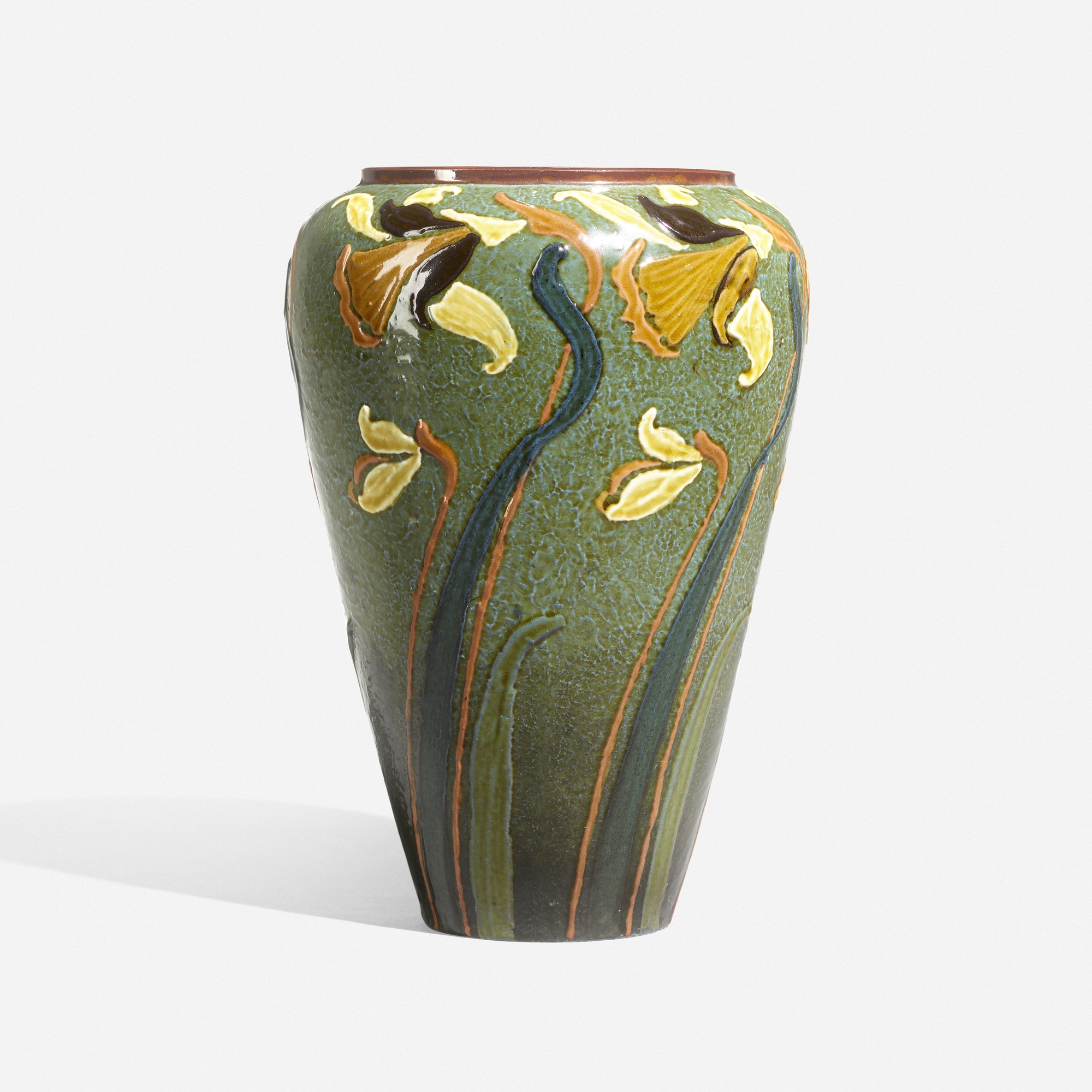 Frederick Hurten Rhead | Vase with Art Nouveau-style daffodils (Circa ...