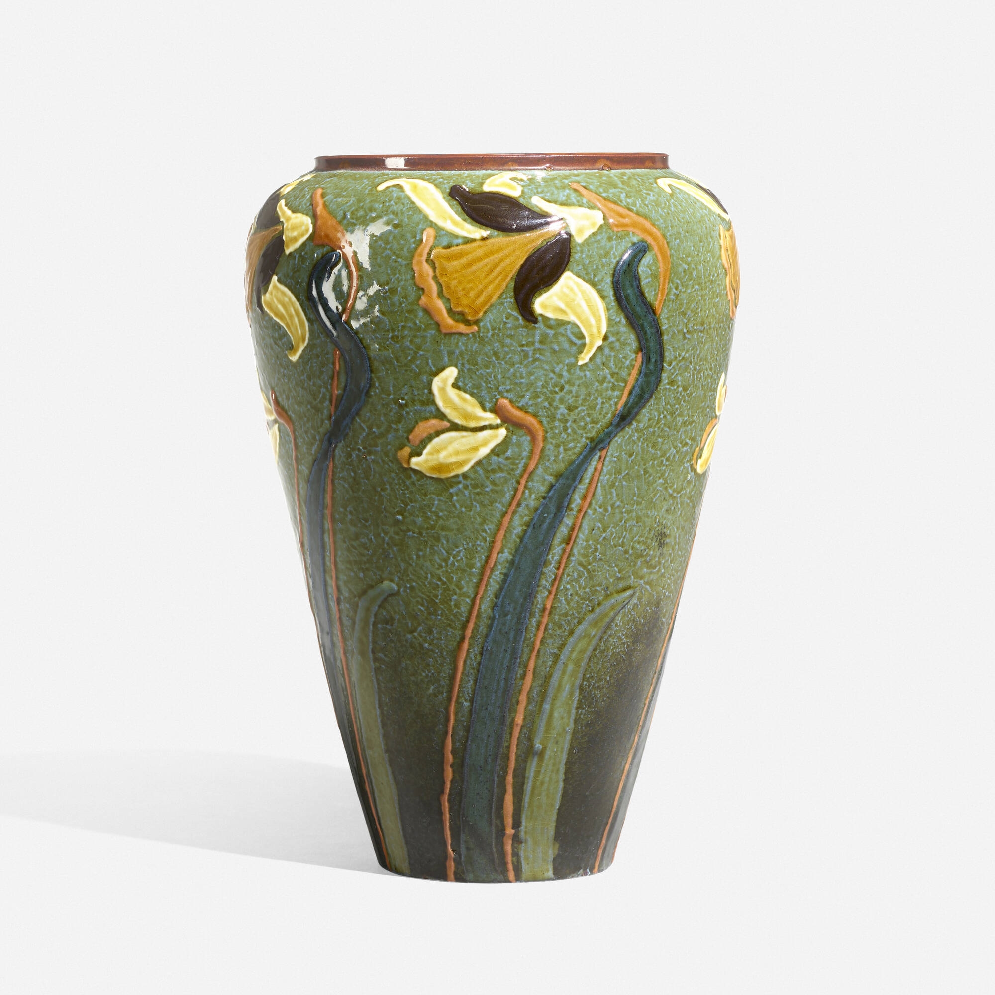 Frederick Hurten Rhead | Vase with Art Nouveau-style daffodils (Circa ...