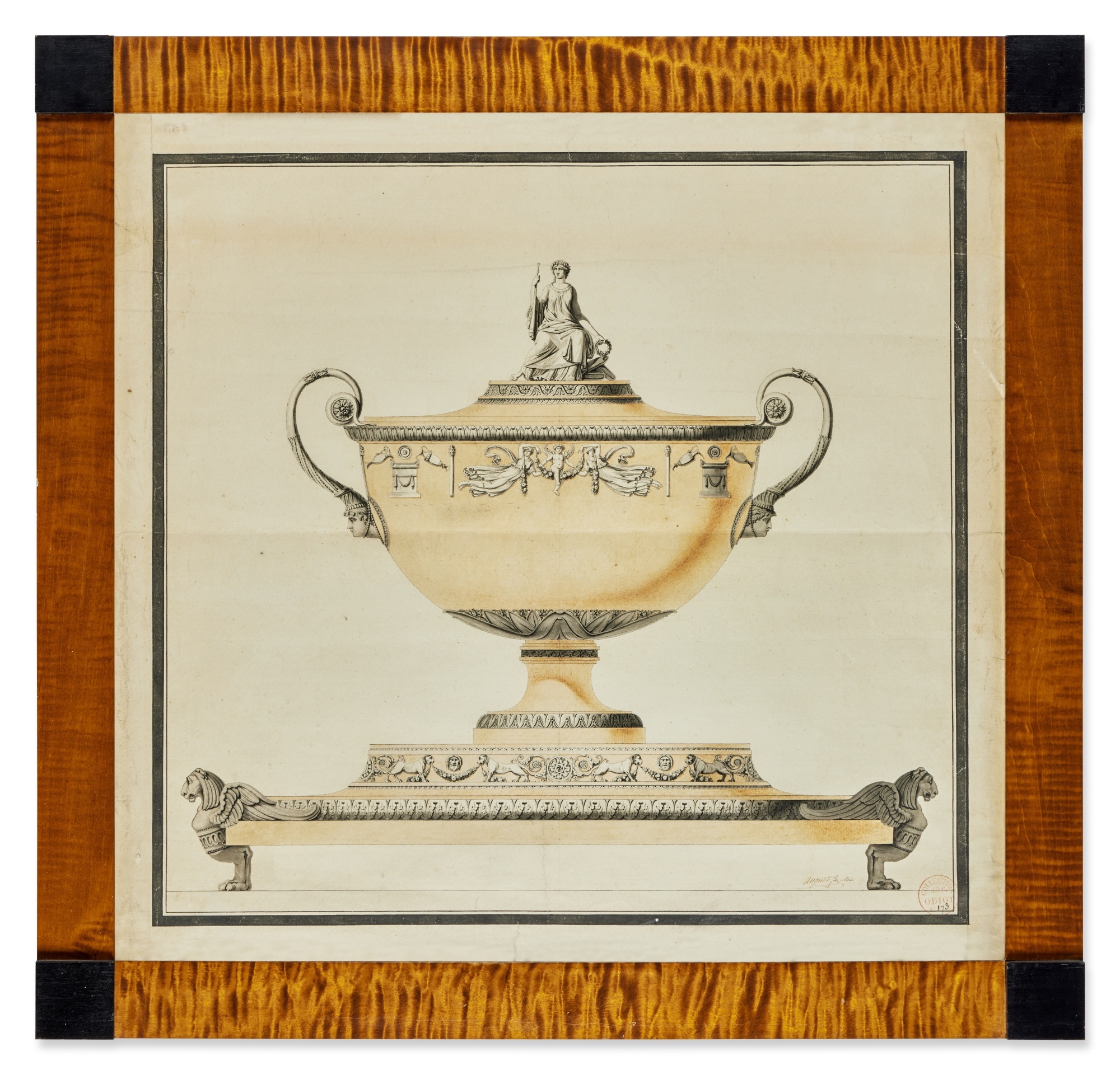 Jean-Guillaume Moitte | Presentation Drawing of a Pot a Oille on Stand ...