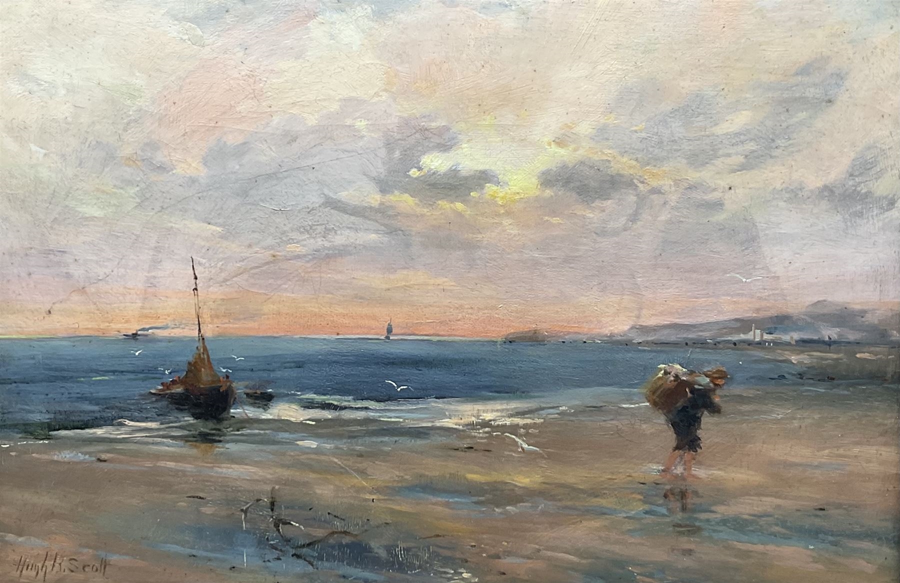 Hugh Berry Scott | Collecting the Day's Catch at Sunset | MutualArt