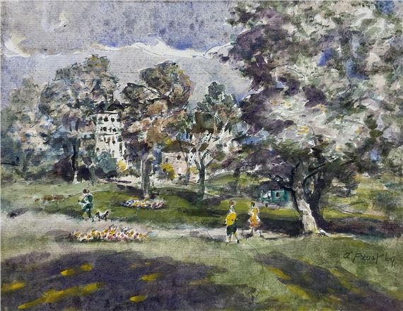 Alfred Prust | Figures in a London Park | MutualArt