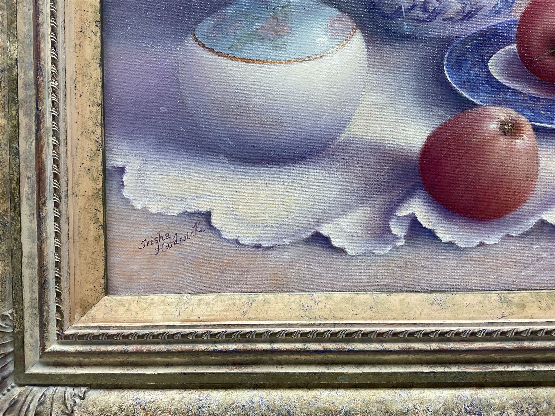 Trisha Hardwick | Still Life of Pink Flowers and Apples | MutualArt