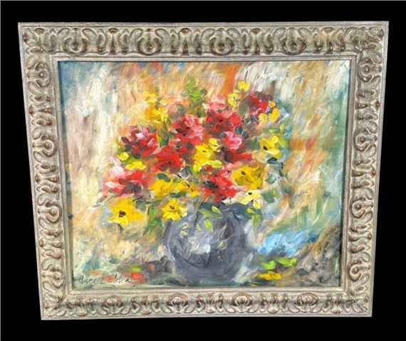 Anne Baldeschwiler | ACRYLIC ON ARTIST BOARD FLORAL IMPRESSION | MutualArt