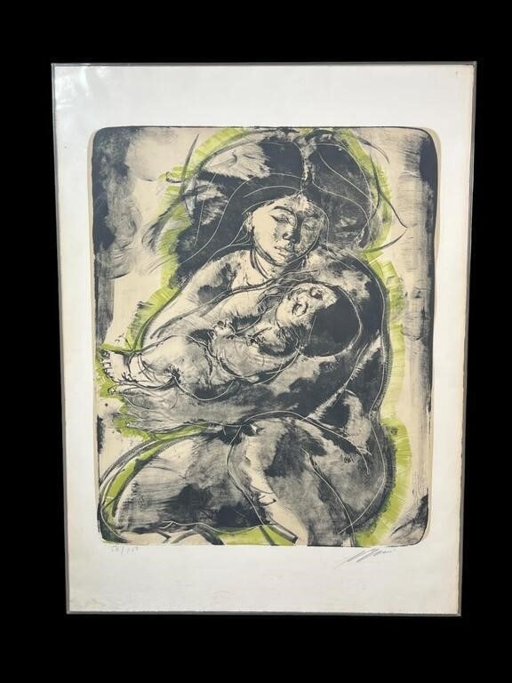 Hans Erni | SIGNED 1966 HANS ERNI MUTTER UND KIND PRINT 58/150 | MutualArt