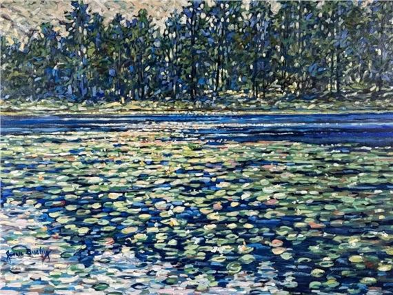 James Busby | JAMES BUSBY WATER LILIES ON LAKE ACRYLIC | MutualArt