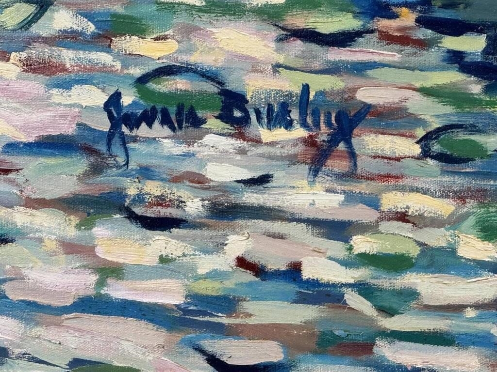 James Busby | JAMES BUSBY WATER LILIES ON LAKE ACRYLIC | MutualArt