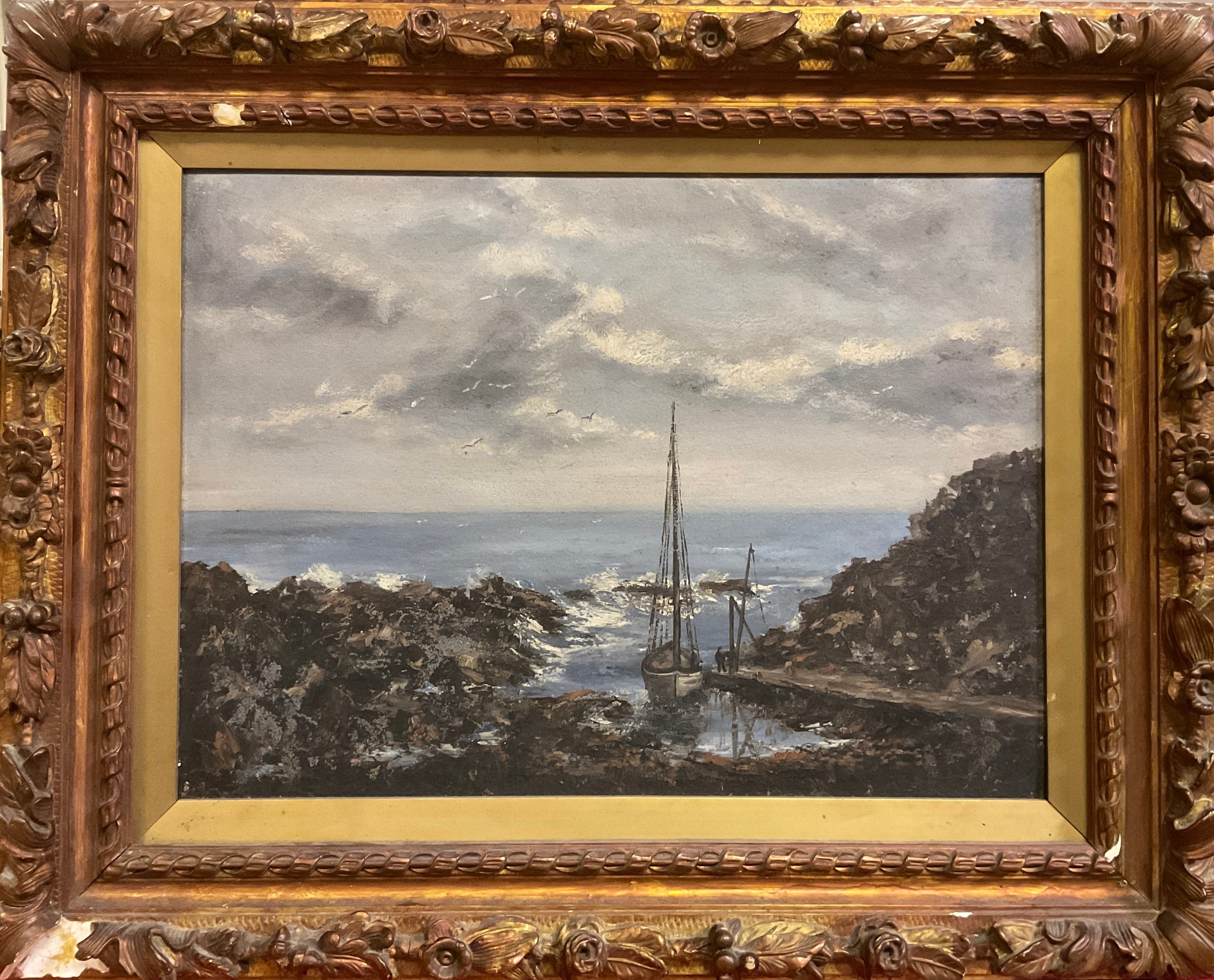 Algernon Talmage | Newlyn School, Coastal Landscape with sailing boat ...