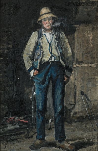 Ludovic Piette | Portrait of a Standing Peasant (1879) | MutualArt
