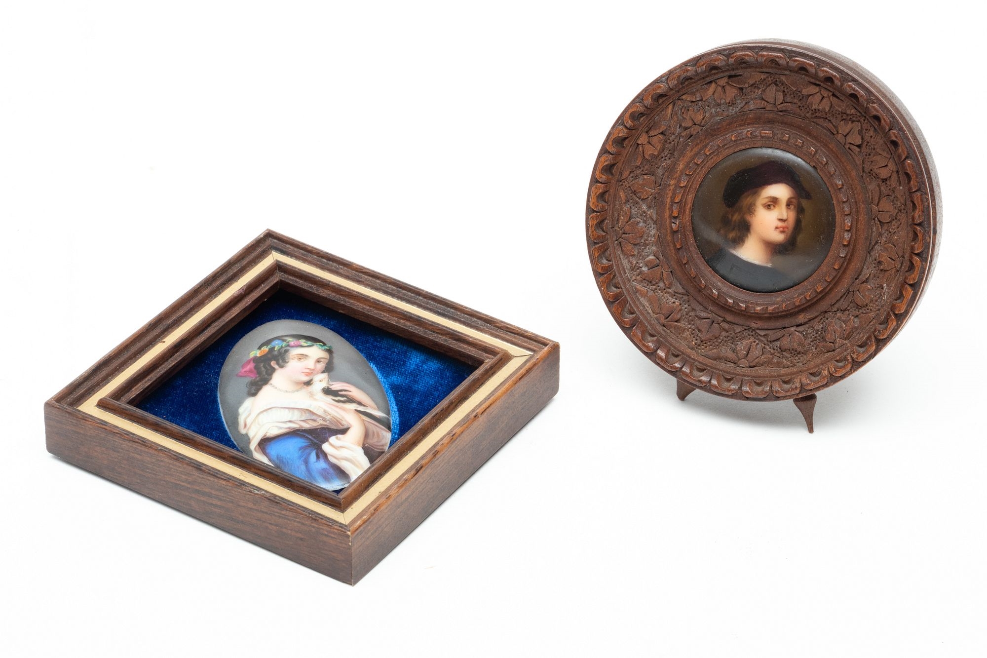 Frans Hals | Miniature Portraits on Porcelain, After Franz Hals & Young Beauty 19th.c., H 2.7 W ...