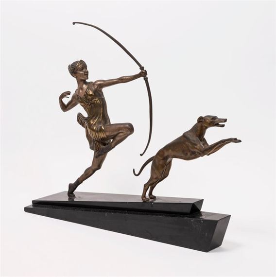 A. Bourquet | Diana bending her bow with her greyhound | MutualArt