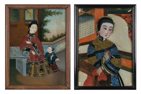 Chinese School | TWO CHINESE REVERSE PAINTINGS ON GLASS | MutualArt