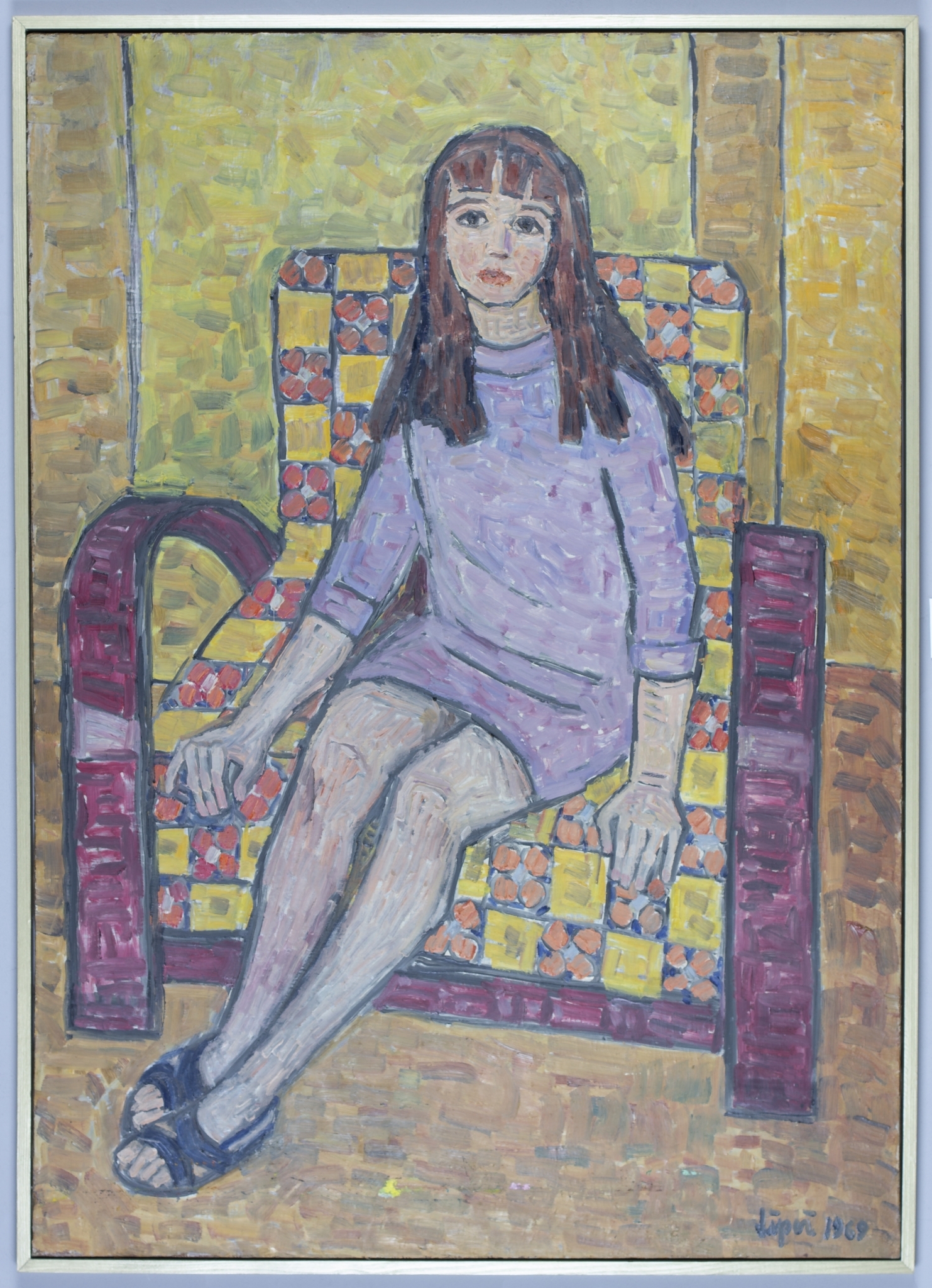Romana Lipez | MAGDA W FOTELU W LILIOWEJ SUKIENCE (1969) | MutualArt