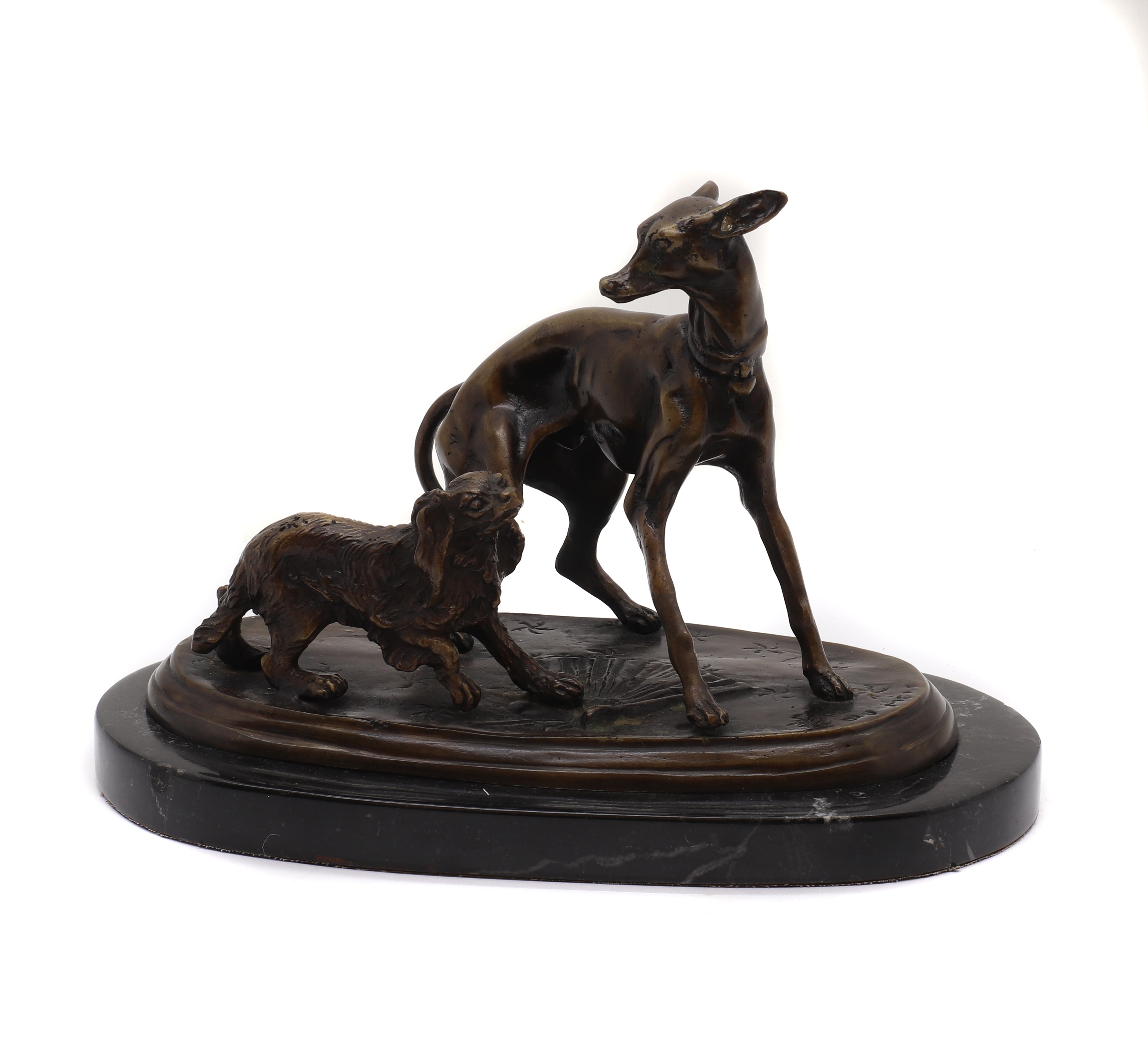 Pierre-Jules Mene | a bronze figure group of a greyhound and spaniel ...