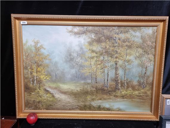 Clara Inness | A woodland landscape scene with silver birch trees ...