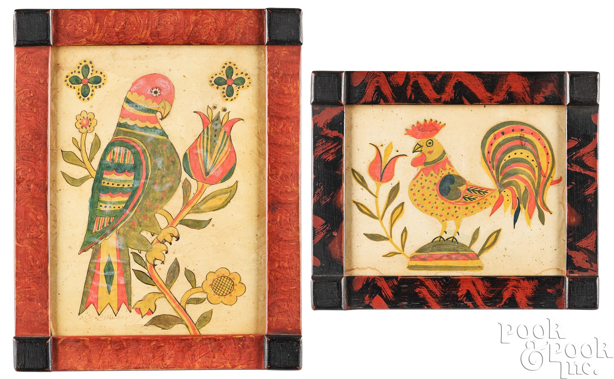 David Ellinger | David Y. Ellinger, two watercolor fraktur | MutualArt