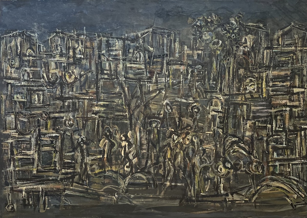 Yona Lotan | Figures in an urban landscape, | MutualArt