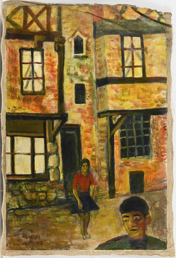 Bruno Voigt | Couple before half-timbered house (1942) | MutualArt