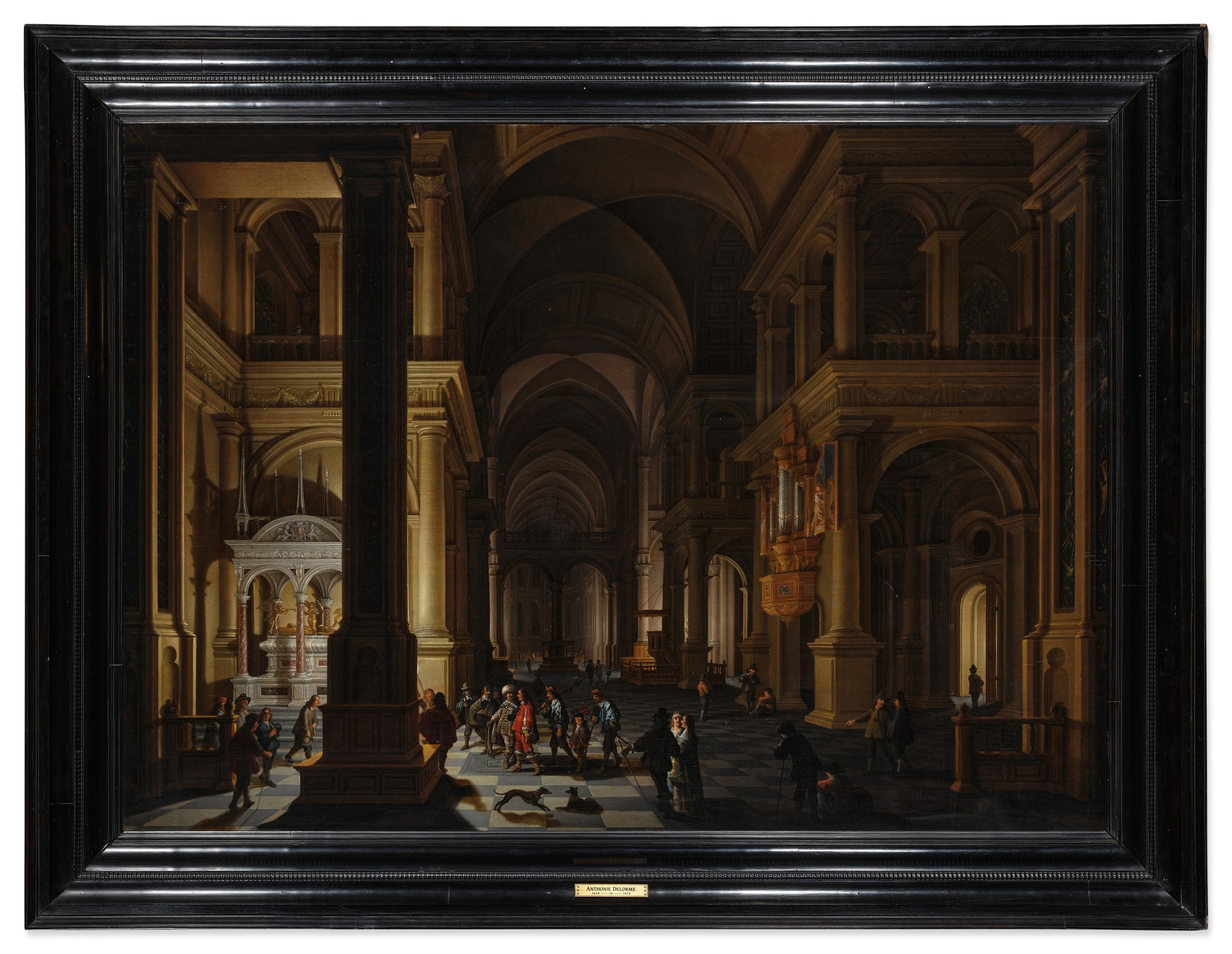 Anthonie de Lorme | Interior of a Protestant Church at Night with ...