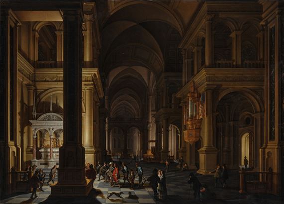 Anthonie de Lorme | Interior of a Protestant Church at Night with ...