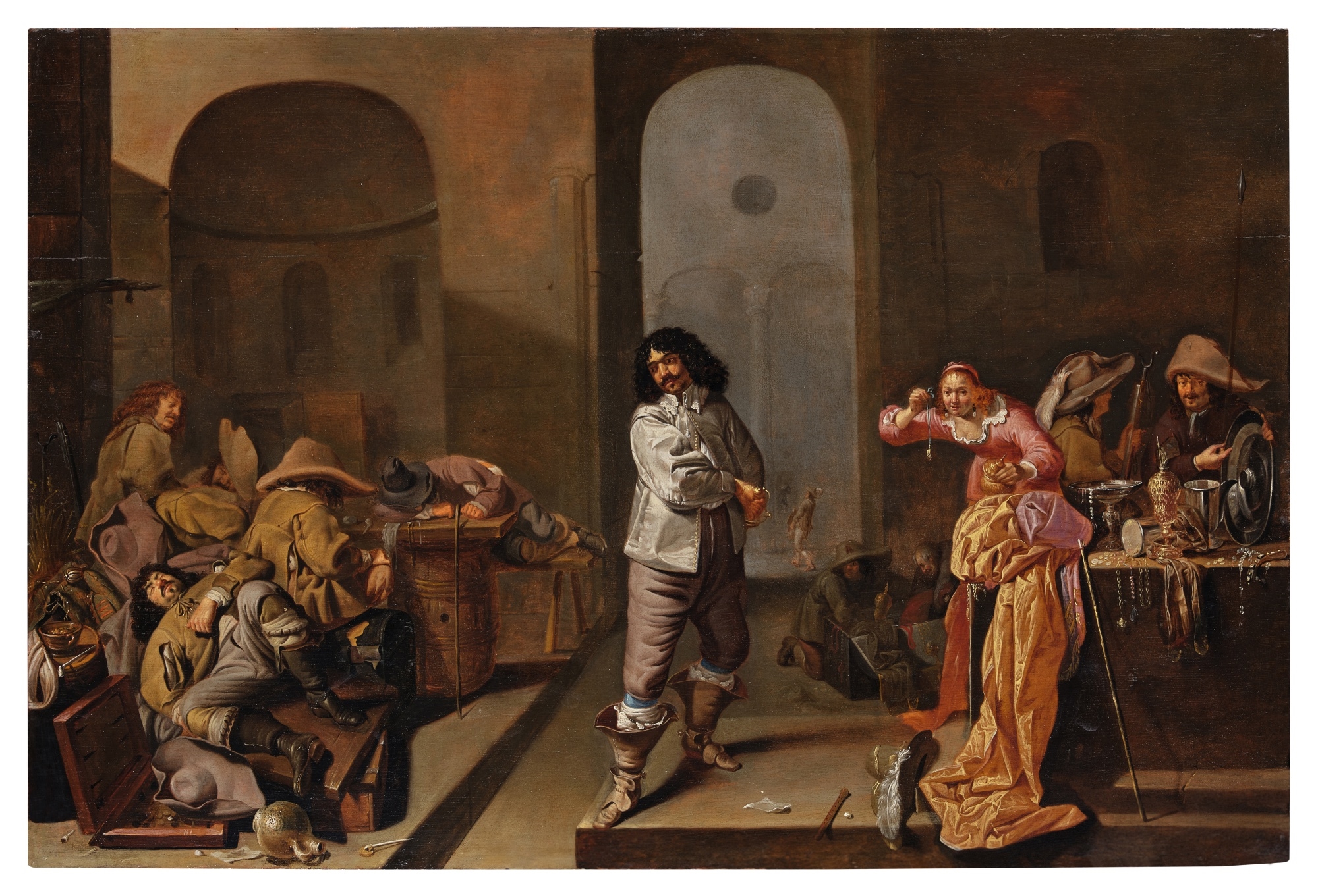 Jacob Duck | Guardroom Interior with Sleeping Soldiers, a Raiding Party ...