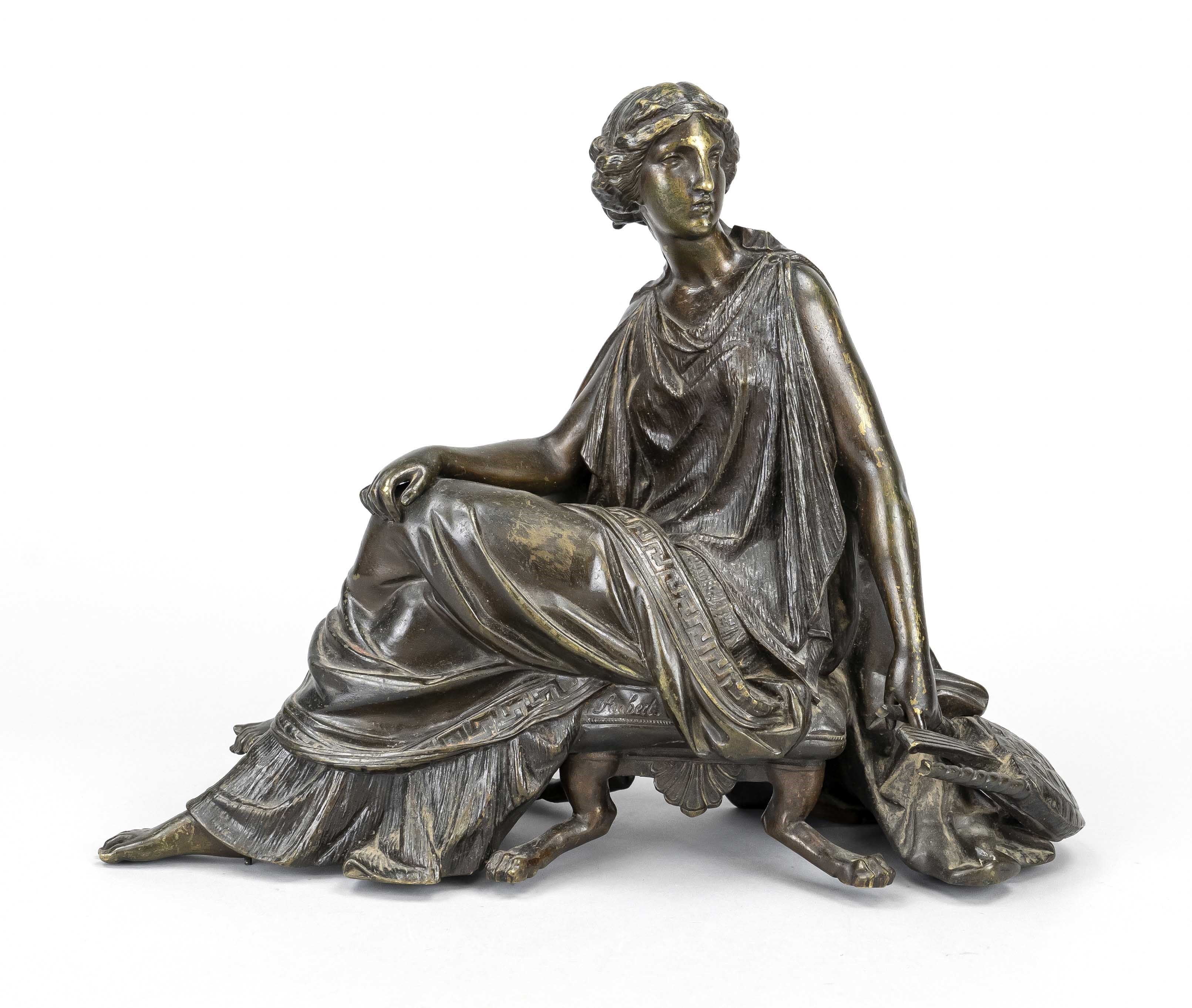 Antoine Pierre Aubert | Calliope as a seated woman in antique-style ...