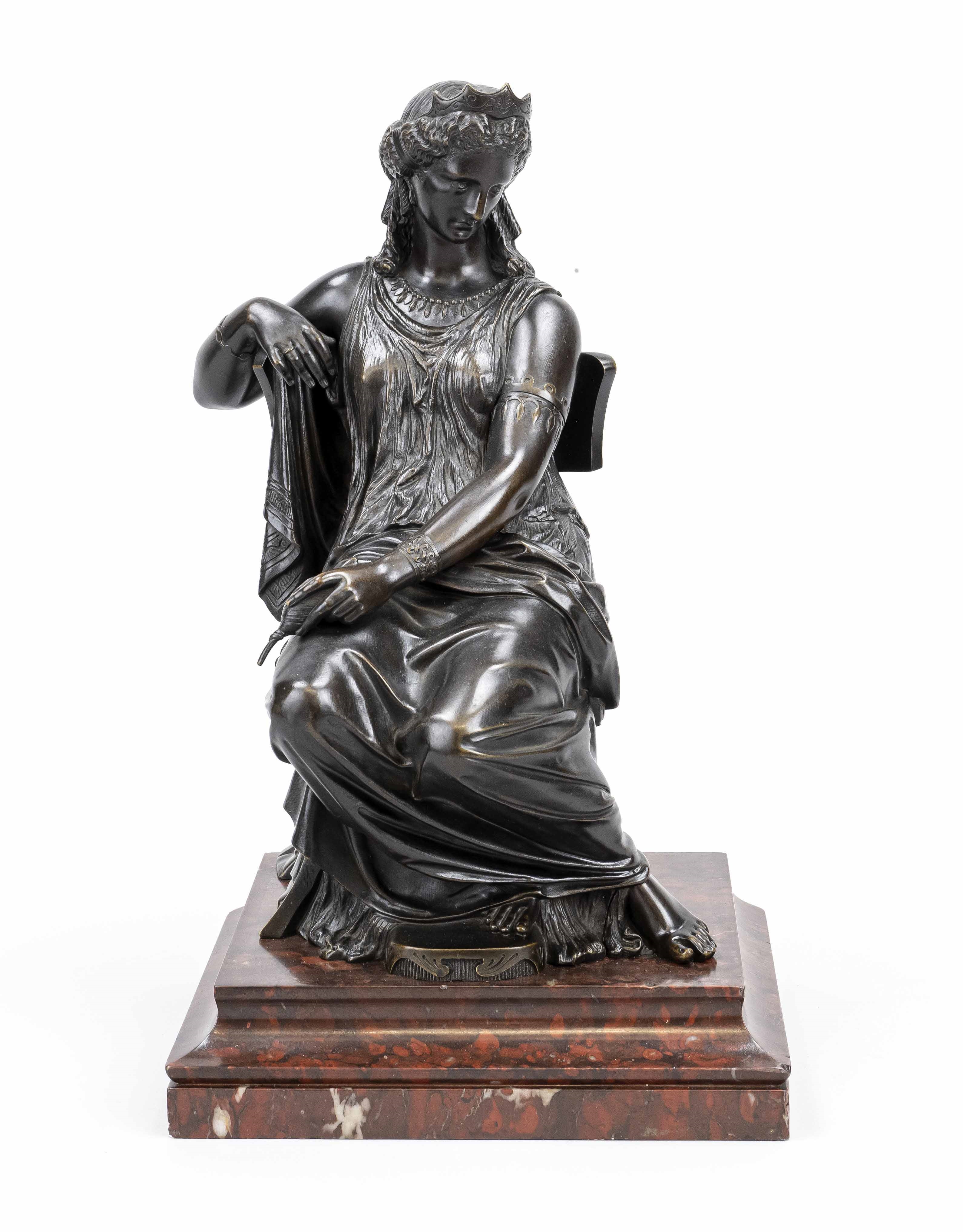 Louis Kley | a crowned woman sitting on a chair with a distaff | MutualArt