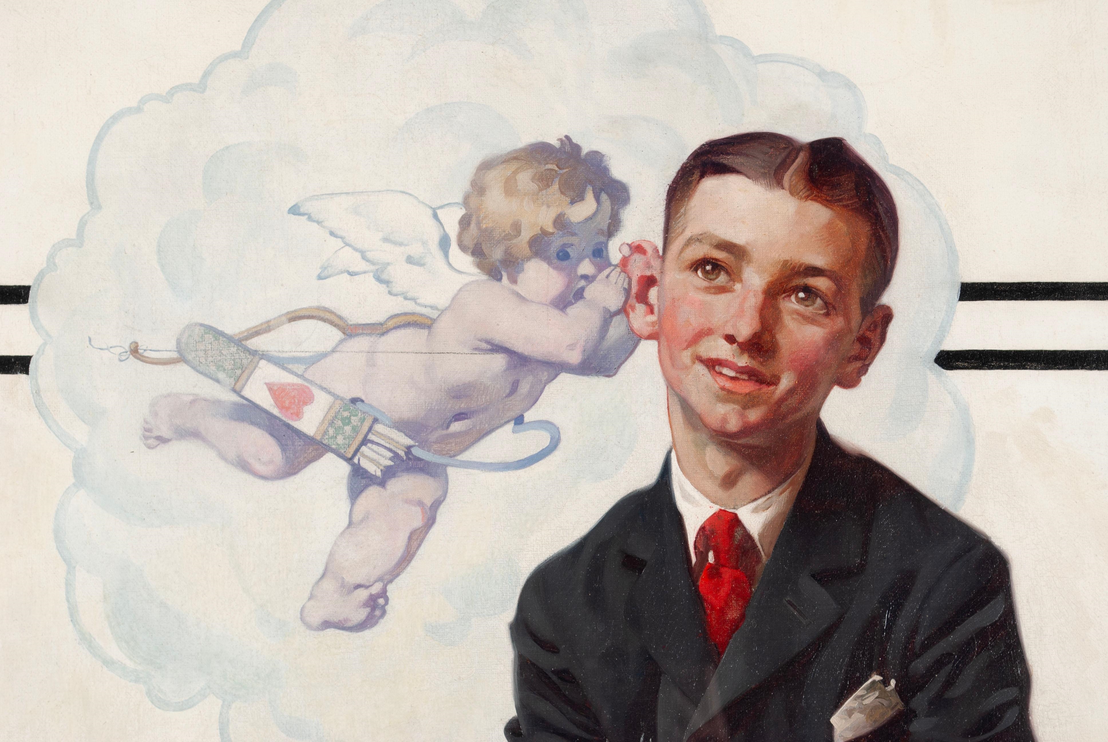 Norman Rockwell | Depicting a lovestruck young gentleman seated in the ...
