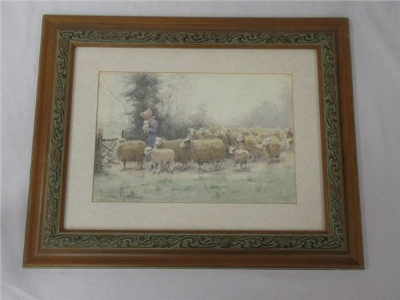 Edward Goethem | Shepherdess and her sheep | MutualArt