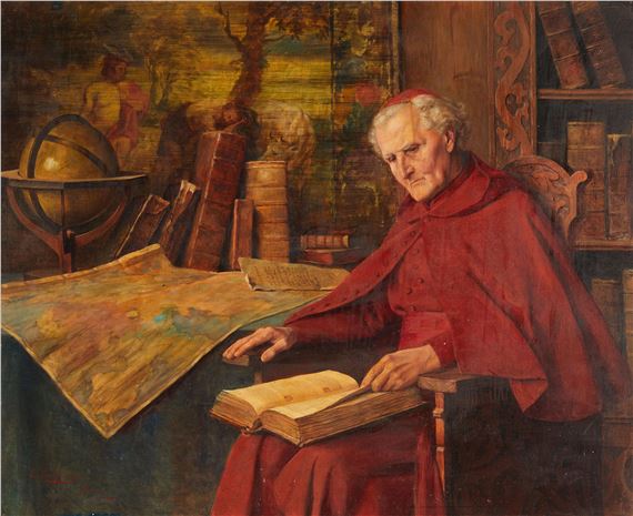 Erwin Eichinger | Study of a monk seated full-length holding a violin ...