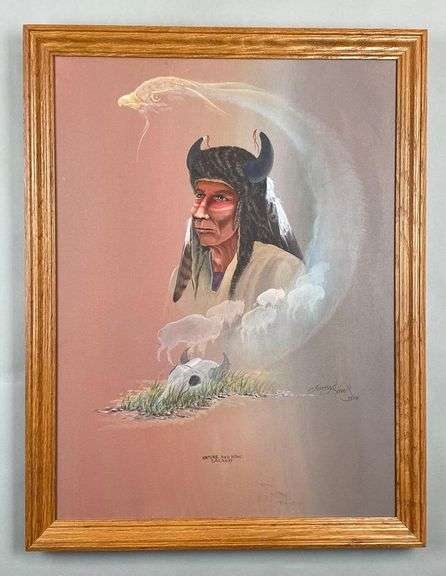 Jonny Hawk | 1999 Jonny Hawk Native American Portrait Oil Painting on ...