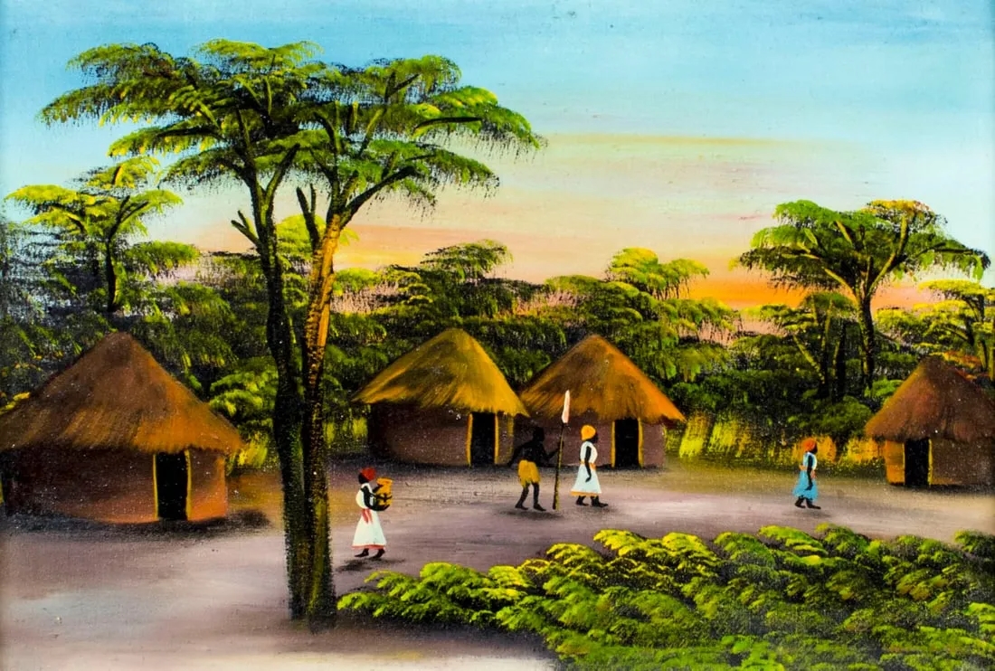 African Village Scene Paintings