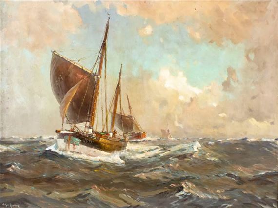 Carl Friedrich Winkler-Hagedorn | Seascape with Fishing Boats | MutualArt