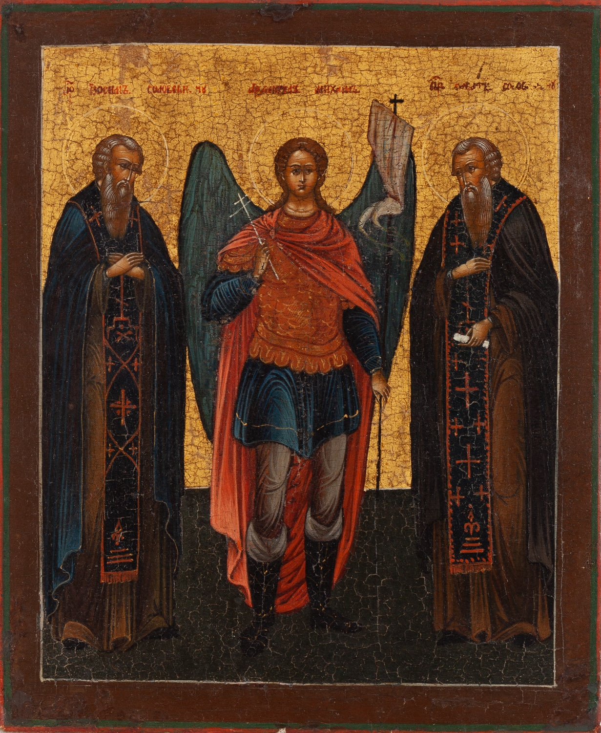 Russian School, 19th Century | Icon - Saint Archangel Michael with two ...