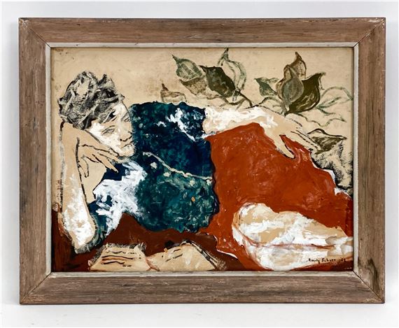 Emily Schorr | 1950S MODERNIST GOUACHE RECLINING WOMAN (1950s) | MutualArt