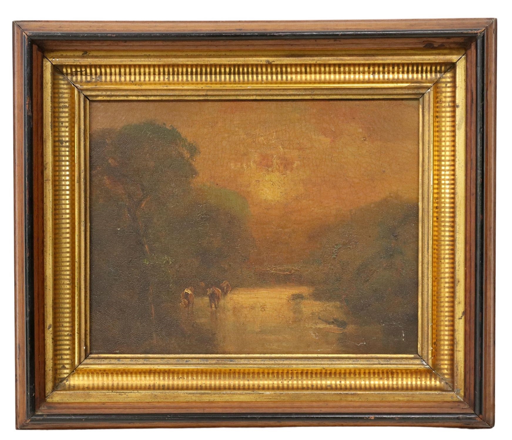 George Inness | Cattle Watering by a Stream at Sunset | MutualArt