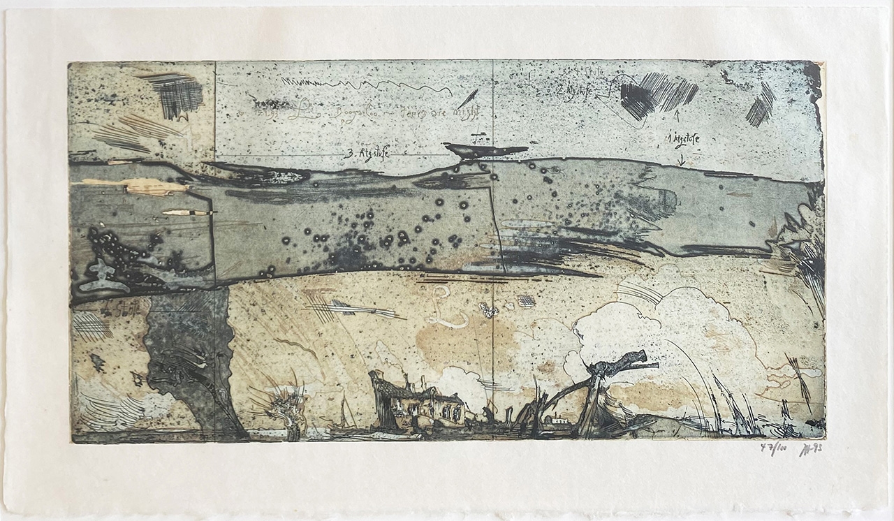 Horst Janssen | drei Farbradierungen auf Japanpapier: Wassermühle (1993 ...