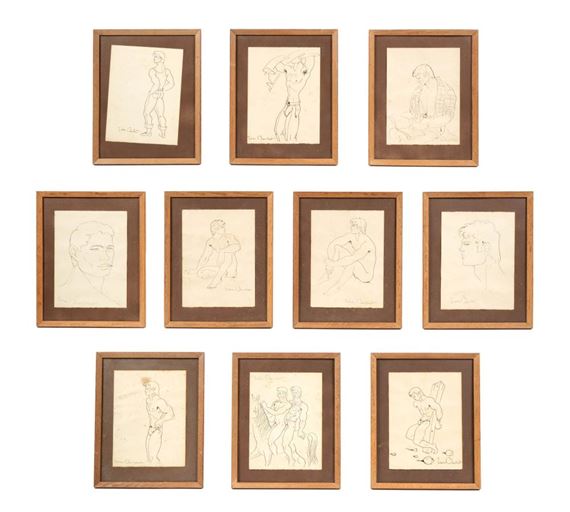 Jean Boullet | Collection of ten framed original drawings of nude and ...