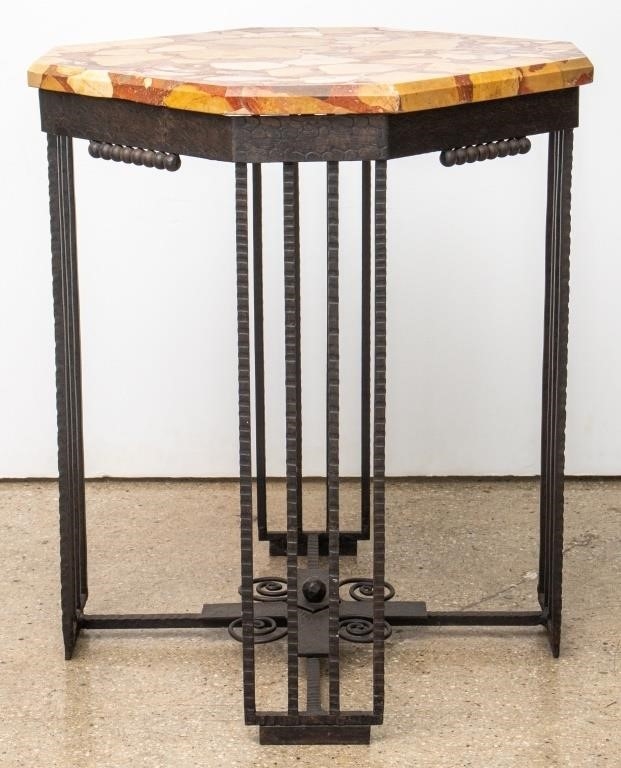 Edgar Brandt | Edgar Brandt Style Art Deco Wrought Iron Table | MutualArt