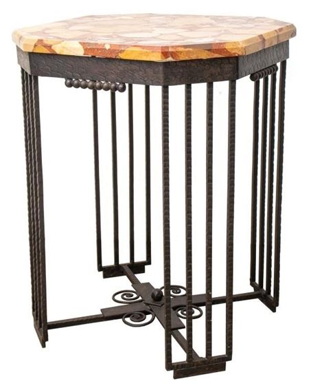 Edgar Brandt | Edgar Brandt Style Art Deco Wrought Iron Table | MutualArt