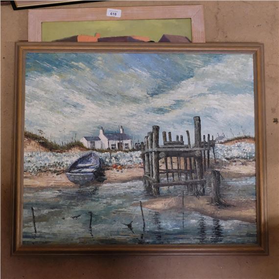 Andrew Stephenson | oil on board - harbor scene and an oil on canvass ...