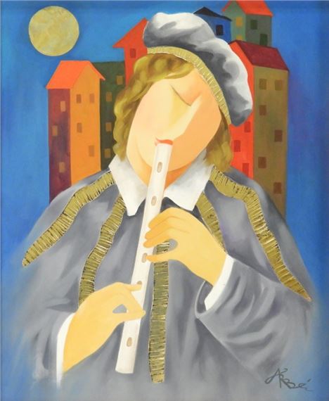 Arbe Berberyan | Arbe Abstract Boy in Blue Portrait Painting (1958 ...