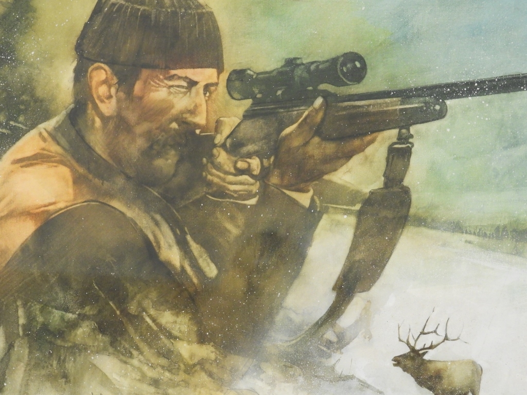 Robert Crofut | Robert Crofut Deer Hunter Painting (1951) | MutualArt