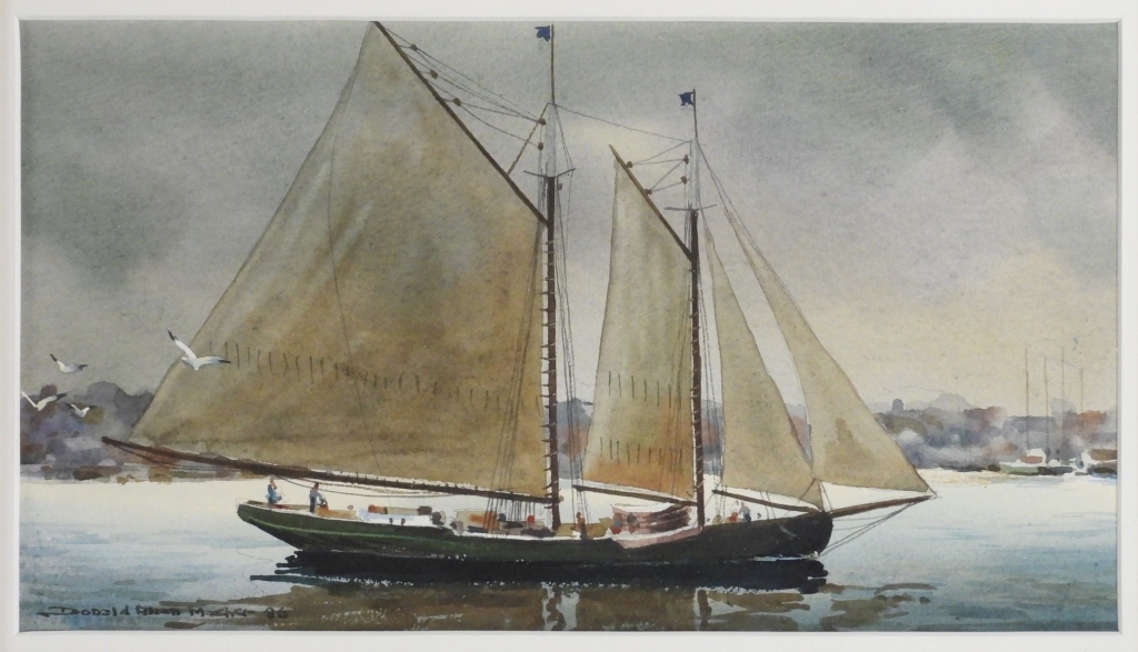 Donald Allen Mosher | Donald Allen Mosher New England Ship WC Painting ...