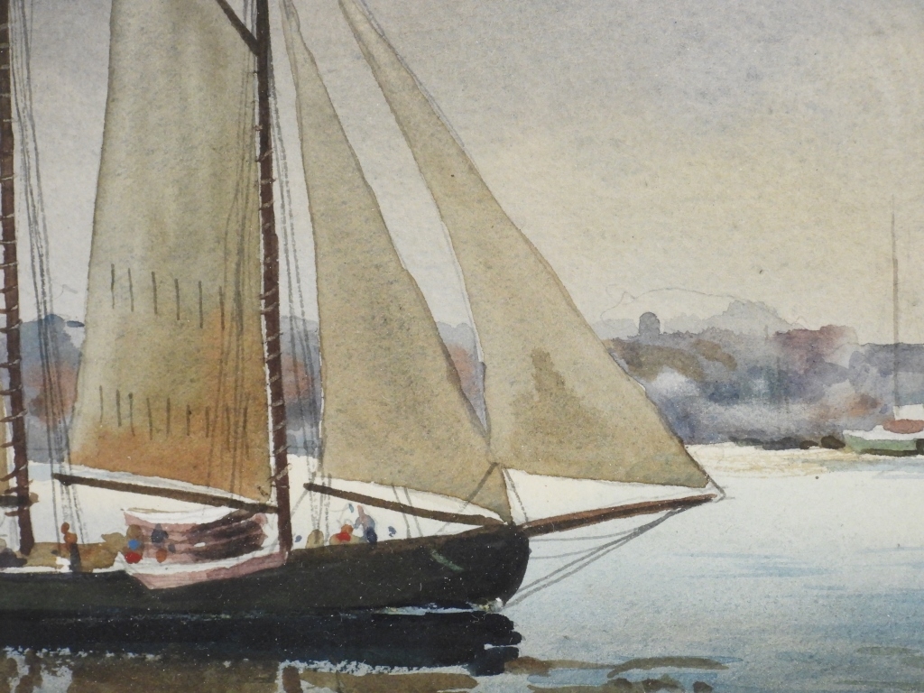 Donald Allen Mosher | Donald Allen Mosher New England Ship WC Painting ...