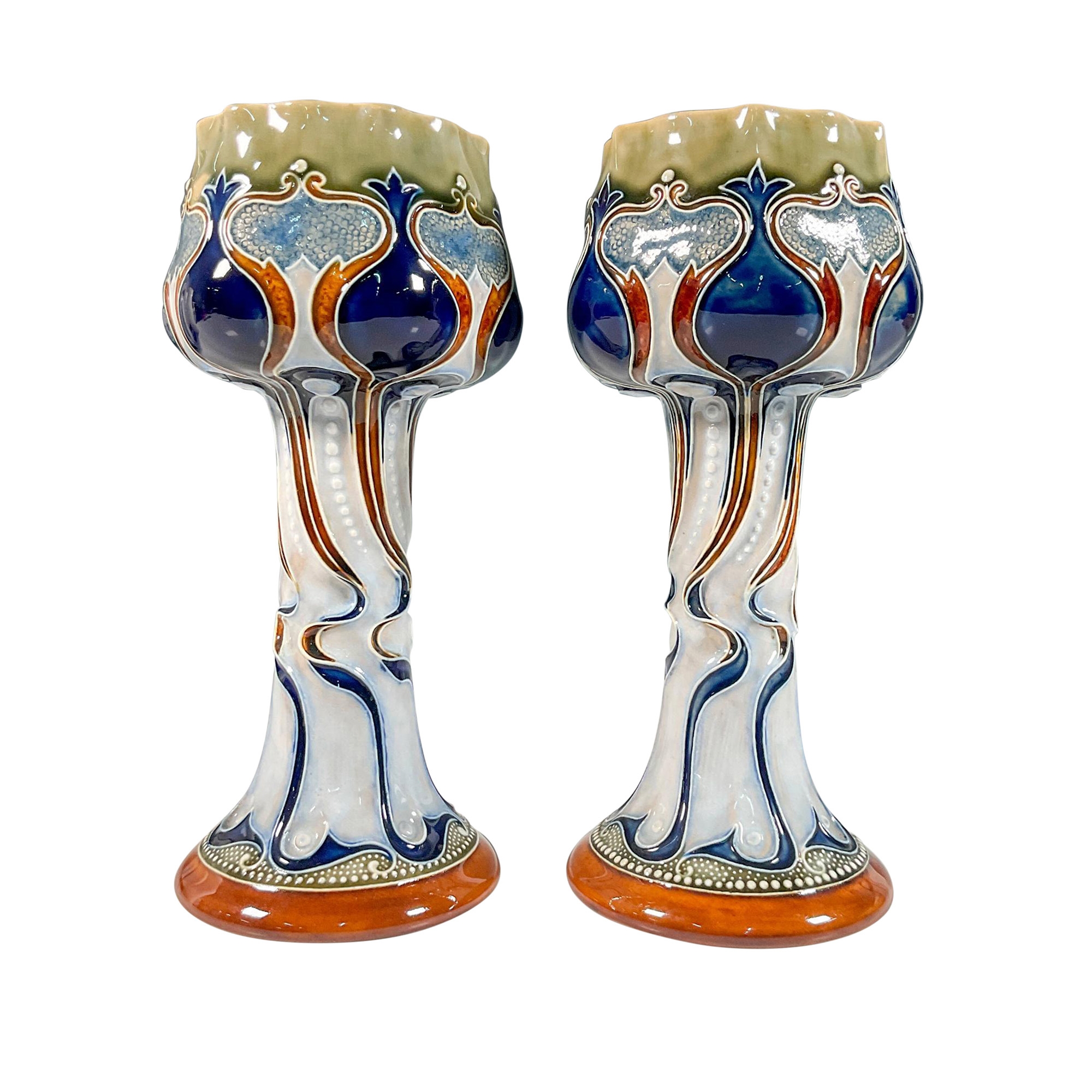 Frank Butler | Pair of Doulton Lambeth Frank Butler Stoneware Vases ...