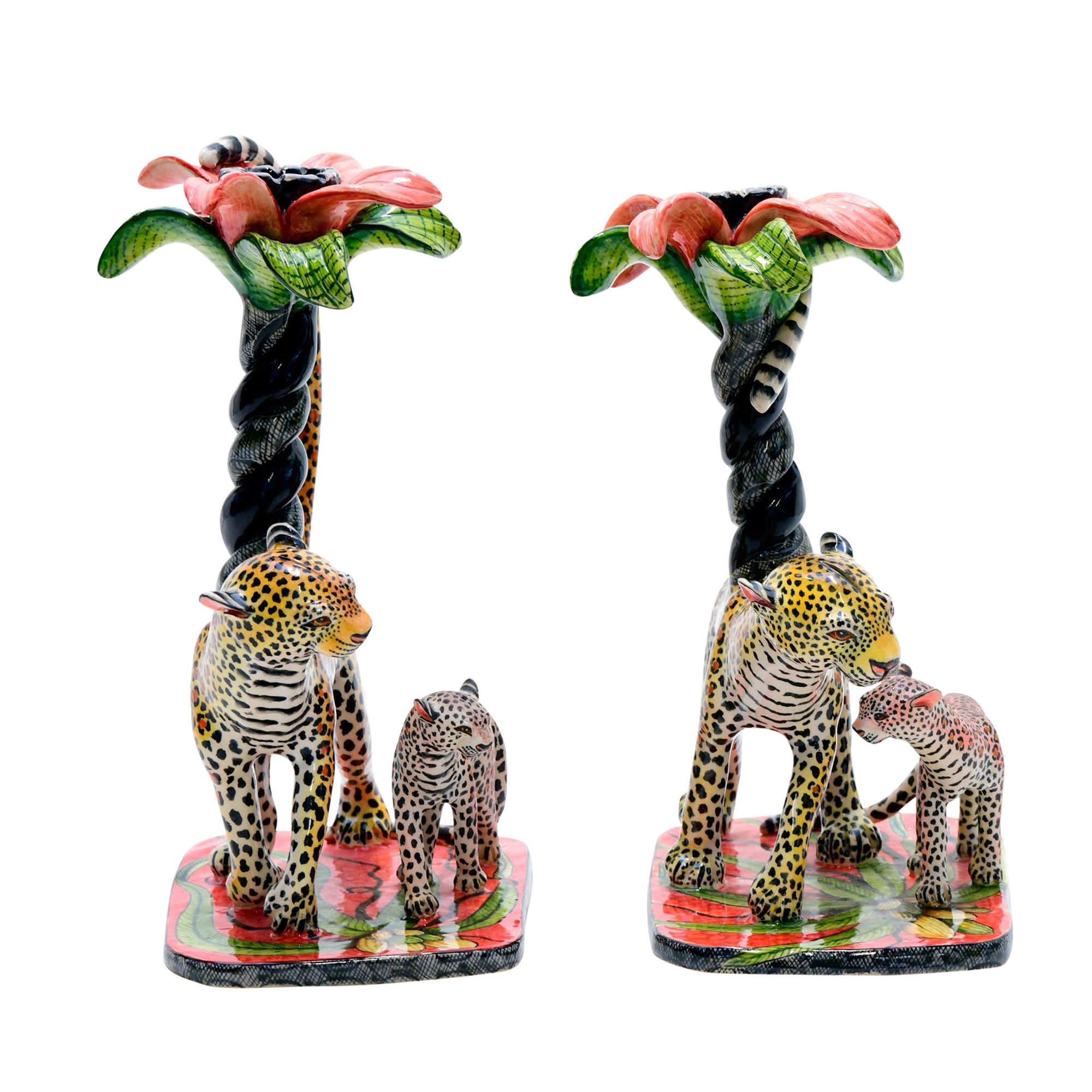 Ardmore Ceramics | Leopard Candleholders Pair by Ardmore | MutualArt